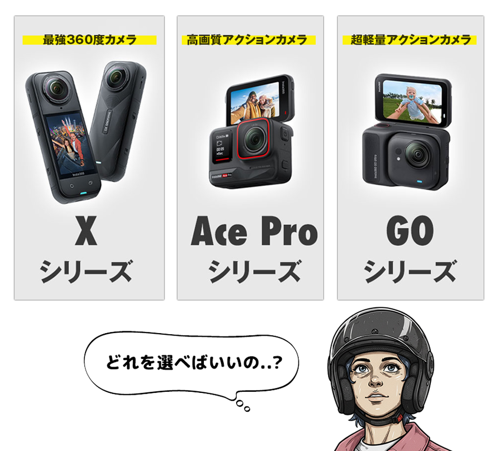 【2025年最新版】バイク向けInsta360はどれ？X5・Ace Pro 2・GO Ultraを用途別に比較 - MONKEY HEAVEN